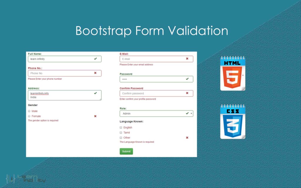 Bootstrap HTML Form Validation On Submission Learn Infinity